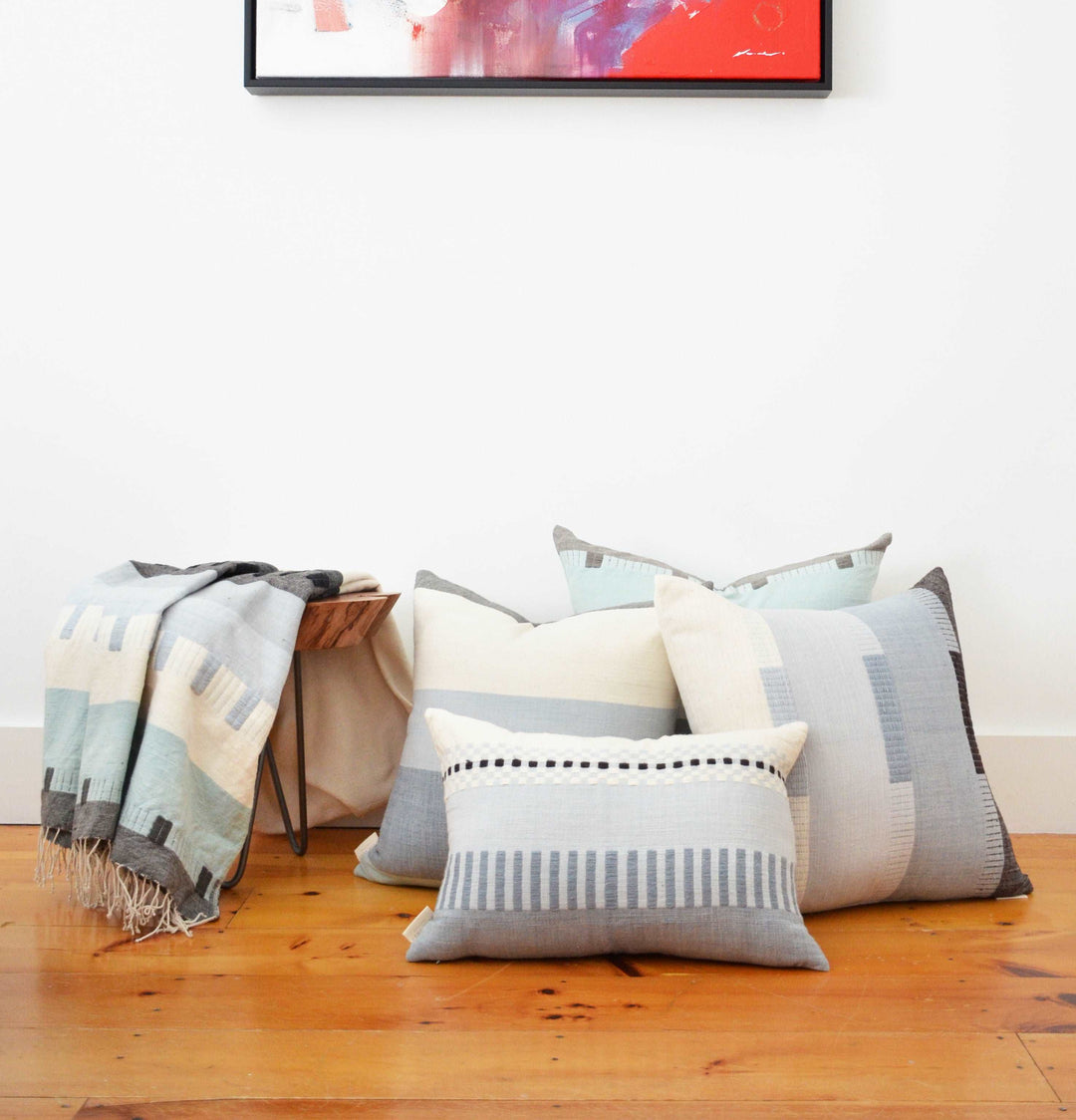 Gray & White Lumbar Pillow - Bolé Toad Textiles – Bolé Road Textiles