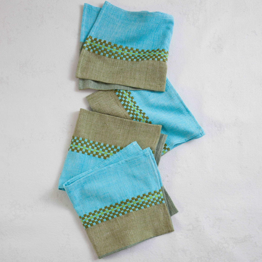 Blue Green Patterned Napkins | Bolé Road Textiles