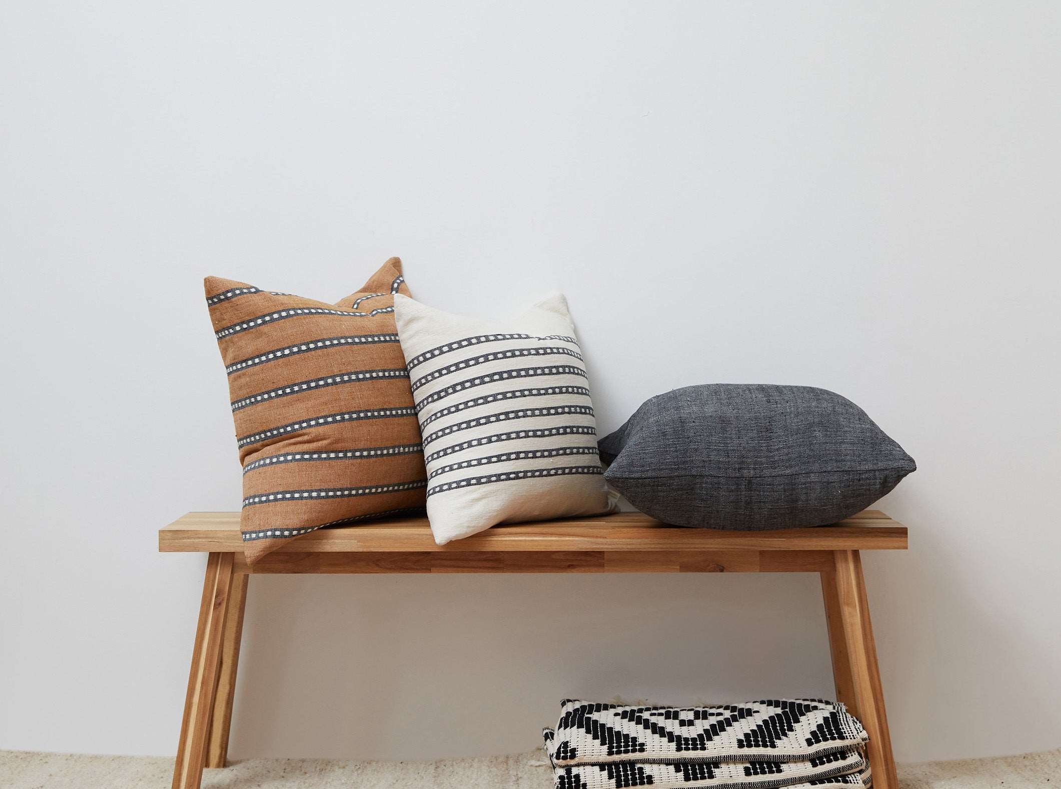 Black, White + Tan Throw Pillow - Kombolcha – Bolé Road Textiles