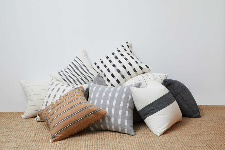 Black, White + Tan Throw Pillow - Kombolcha – Bolé Road Textiles