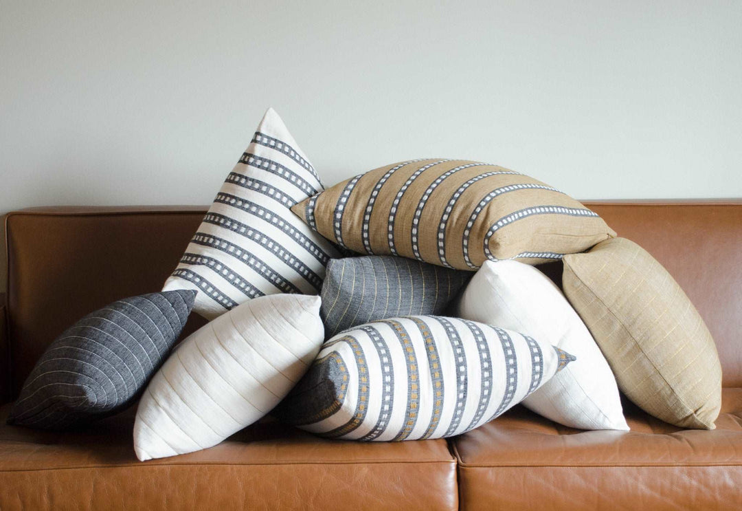 Black, White + Tan Throw Pillow - Kombolcha – Bolé Road Textiles