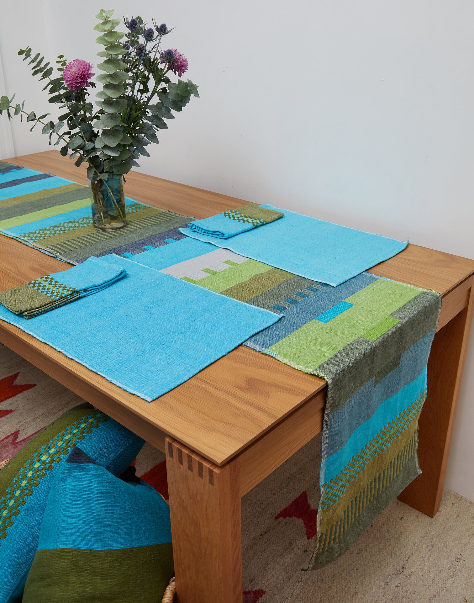 Solid Blue Handwoven Placemat | Bolé Road Textiles